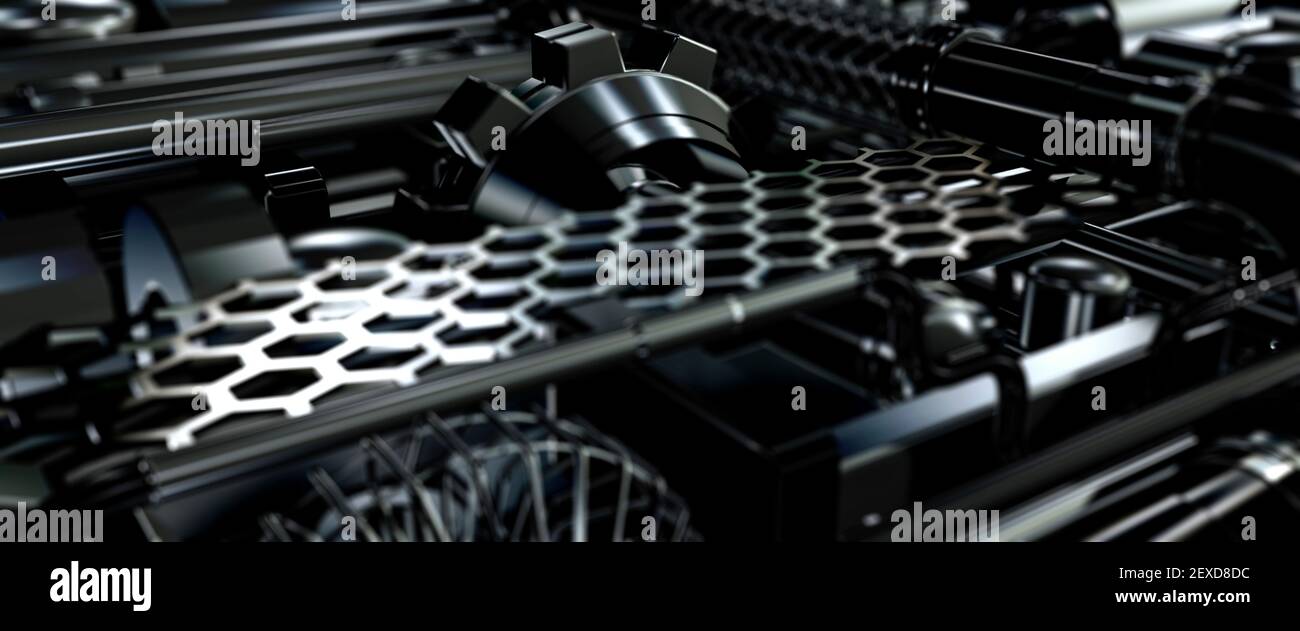 Industrial machinery made from pipes and gears in a science fiction ...