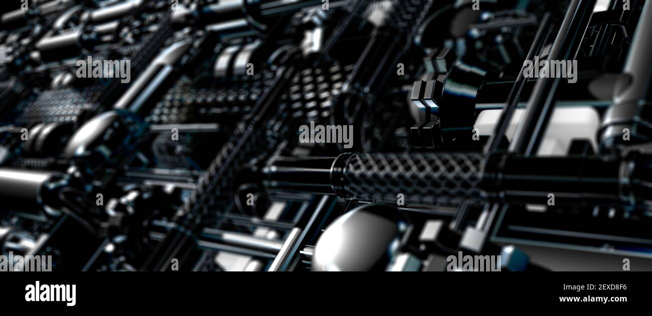 Industrial machinery made from pipes and gears in a science fiction ...