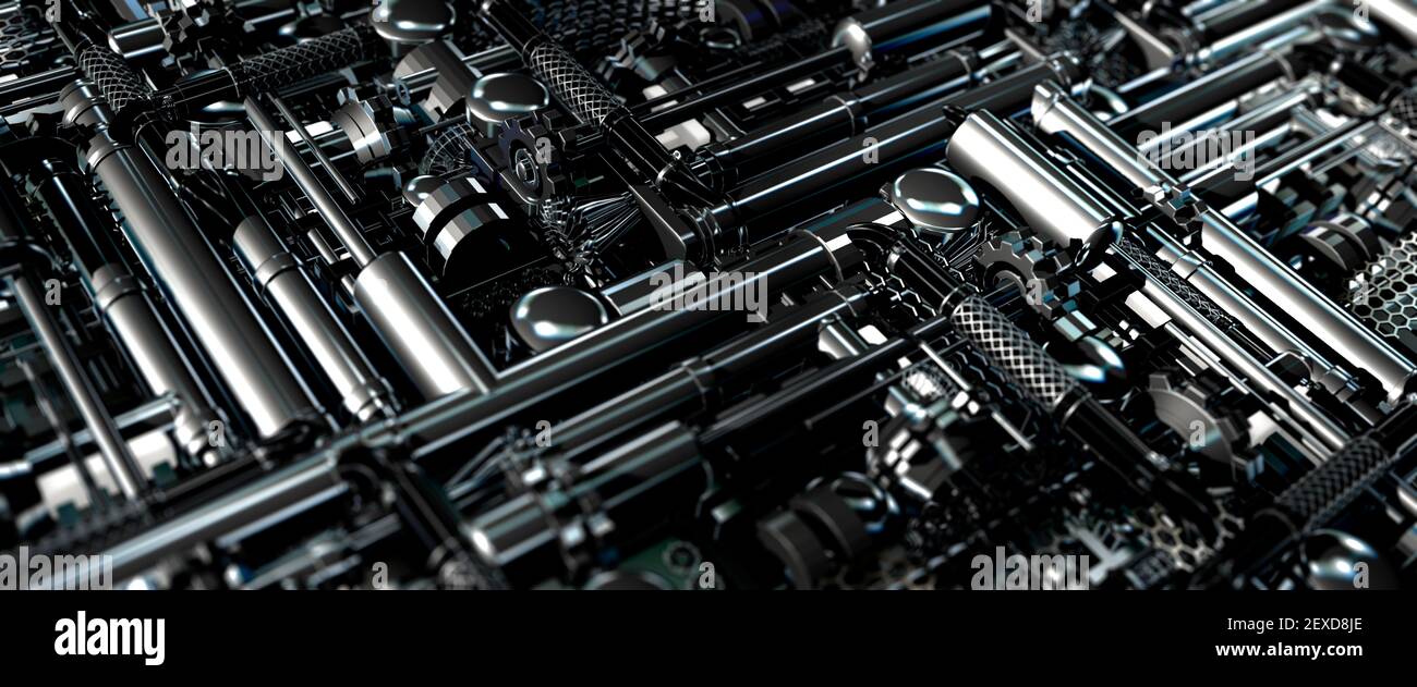 Industrial machinery made from pipes and gears in a science fiction ...