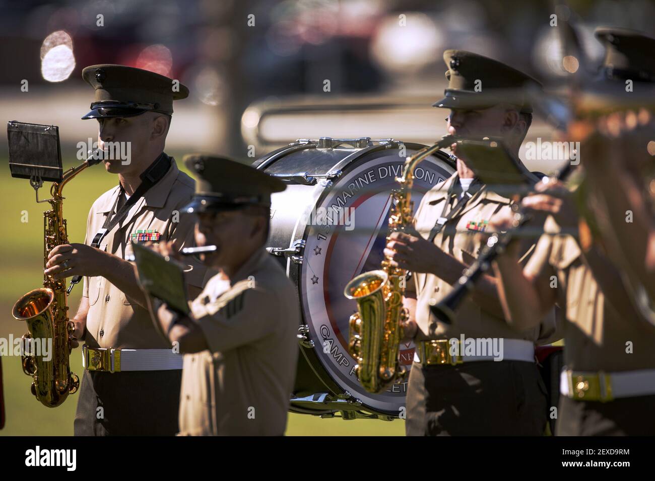 The 1st Marine Division Band plays music before the start of 3rd ...