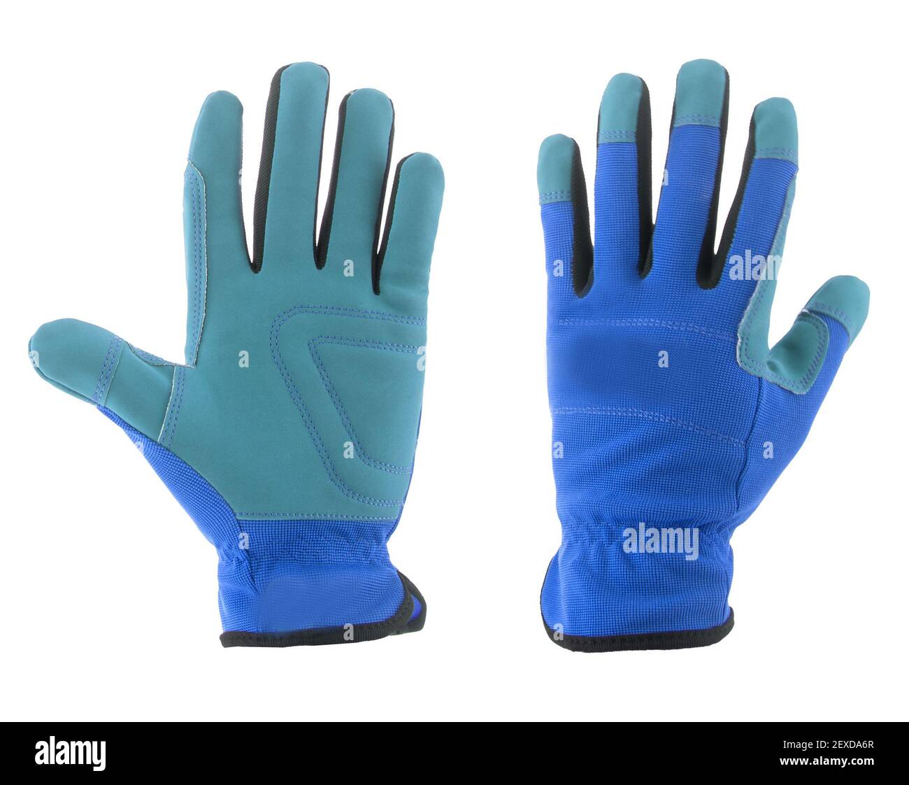 New blue work gloves isolated on a bright background Stock Photo - Alamy