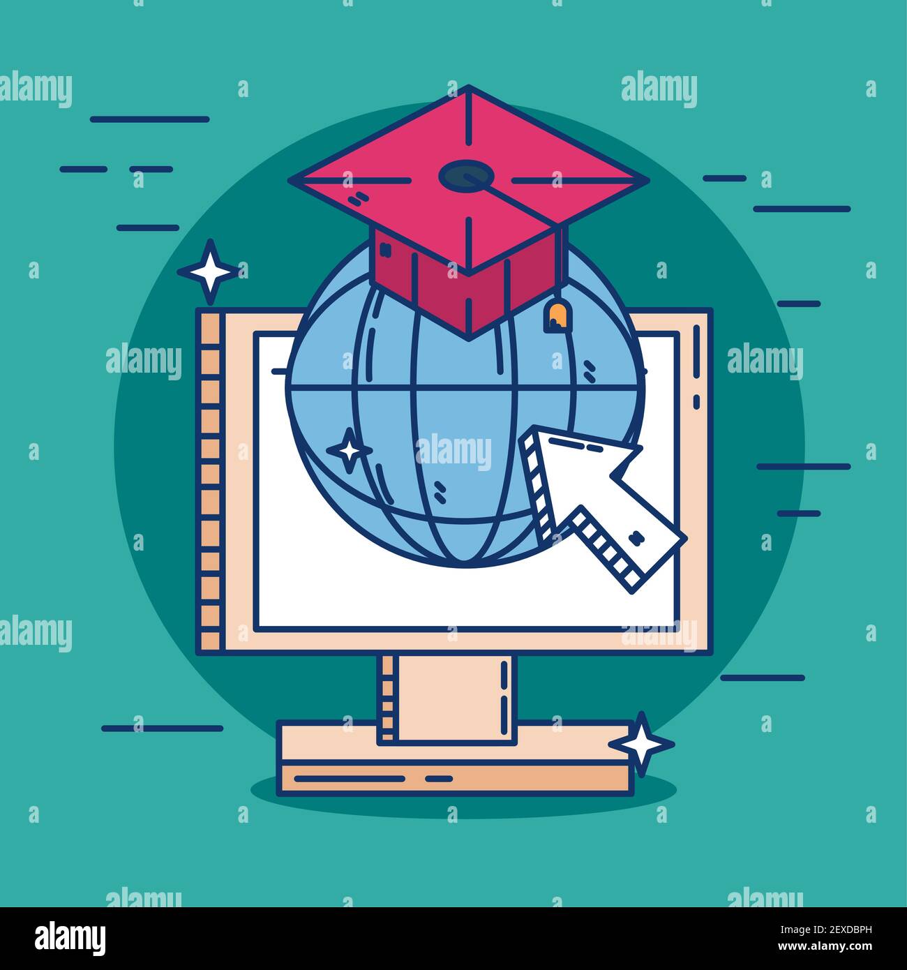 online school education graduation hat Stock Vector Image & Art - Alamy