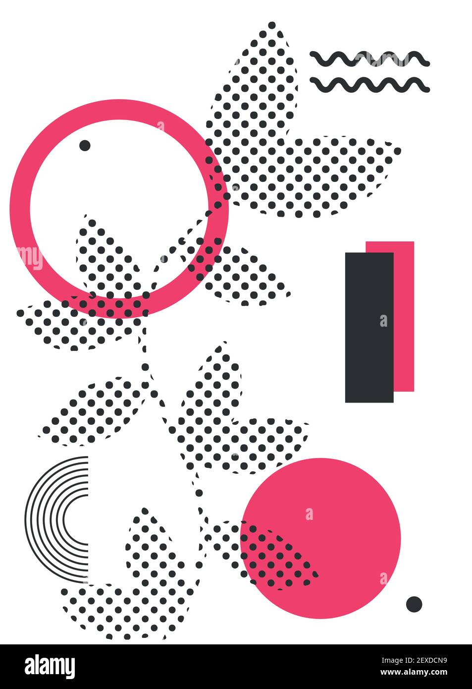 halftone leaves geometric shapes juxtaposed Stock Vector Image & Art ...