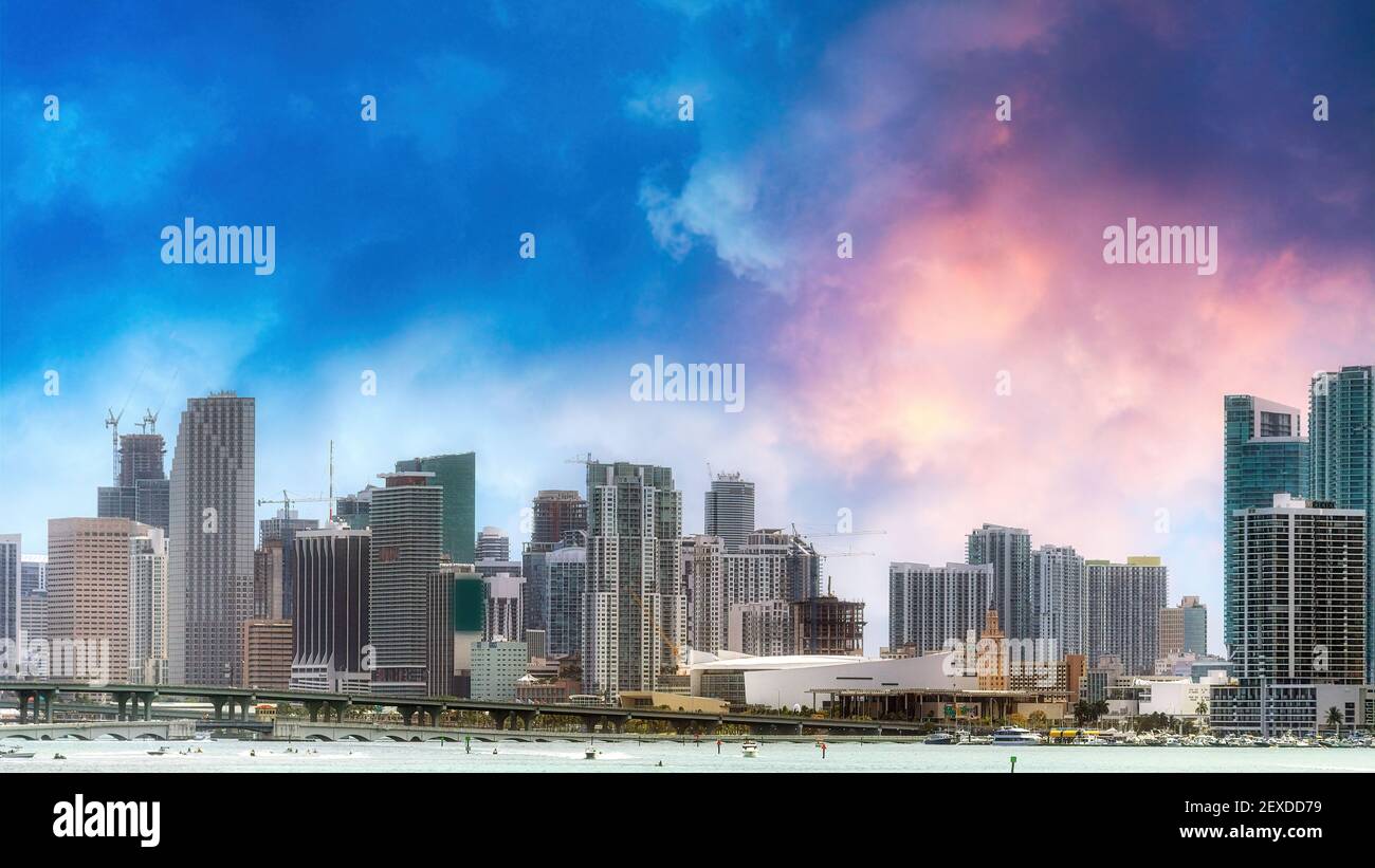 Miami city skyline or cityscape, Florida, USA Stock Photo - Alamy