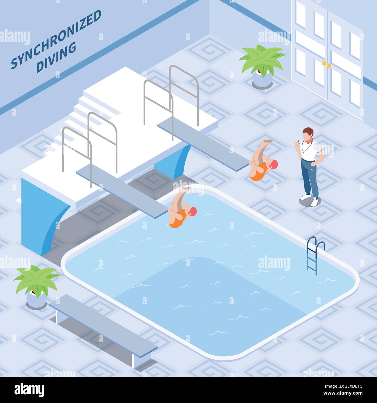 Woman diving board illustration hi-res stock photography and images - Alamy