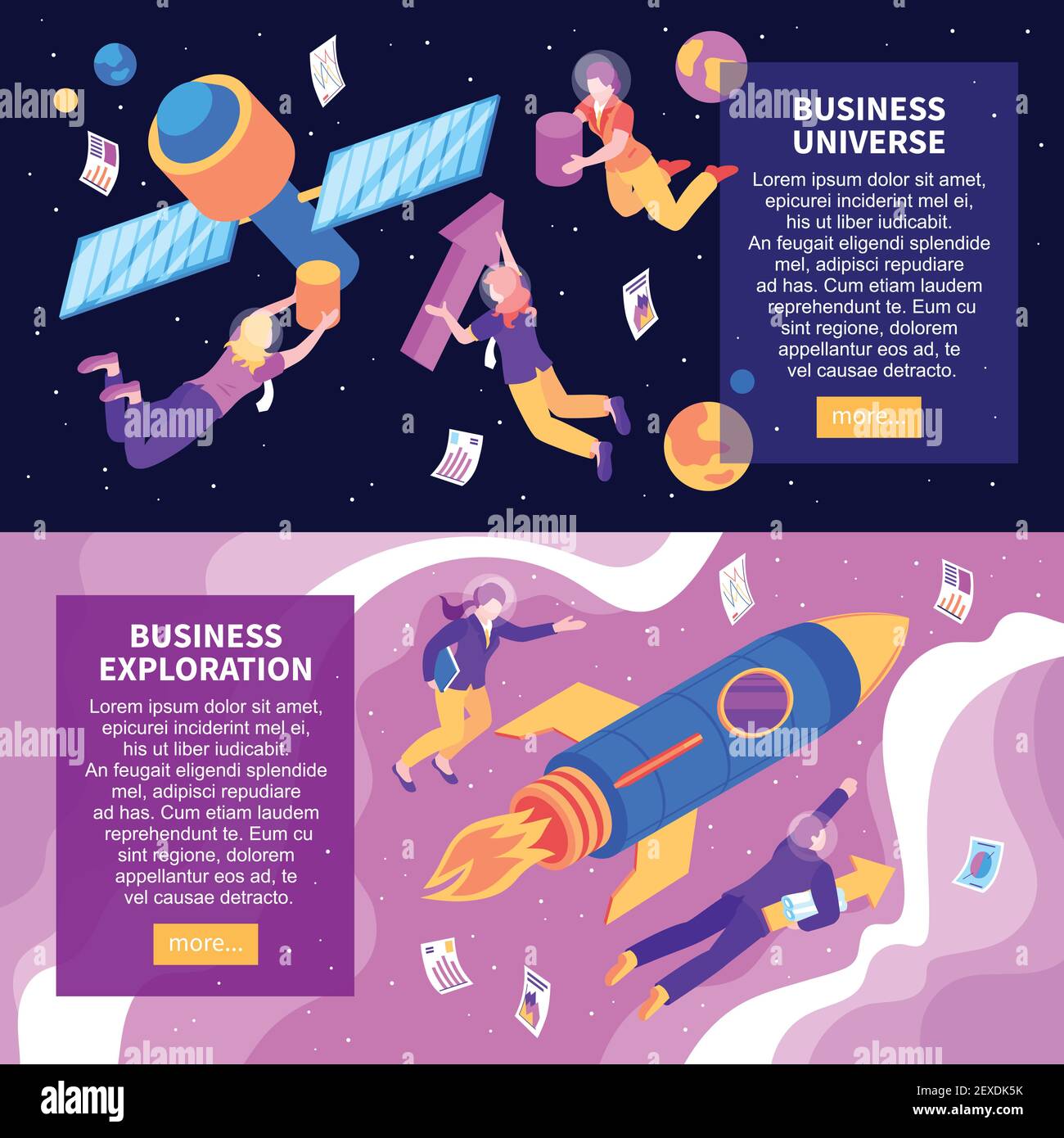 Business universe and business exploration two abstract horizontal ...