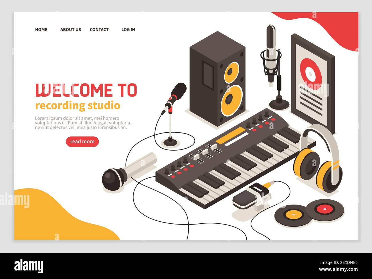 Welcome to recording studio poster with musical instruments microphones ...