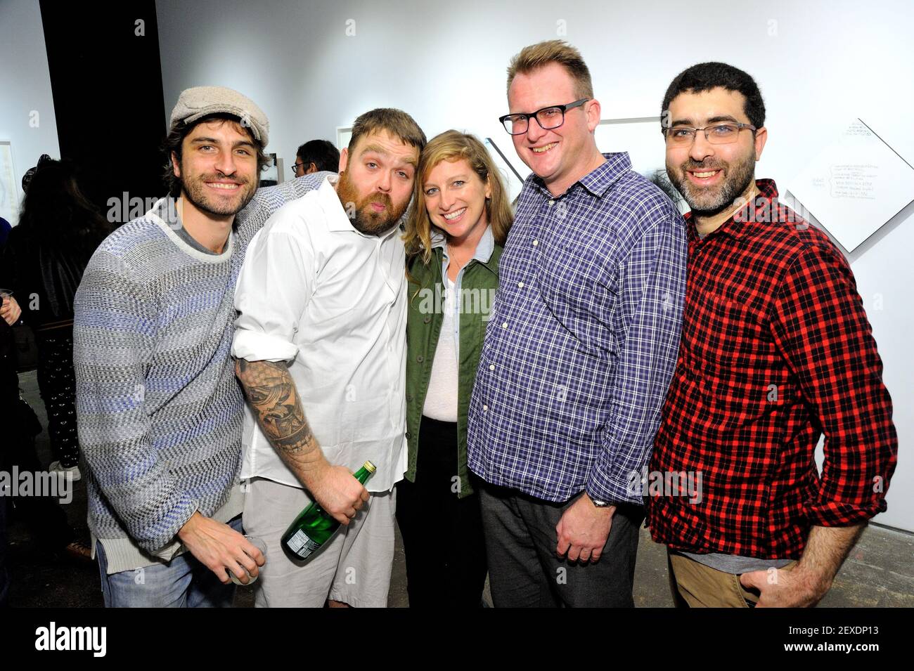 L-R: Peter Hart, artist John Felix Arnold III, Liz Sorrell, John ...