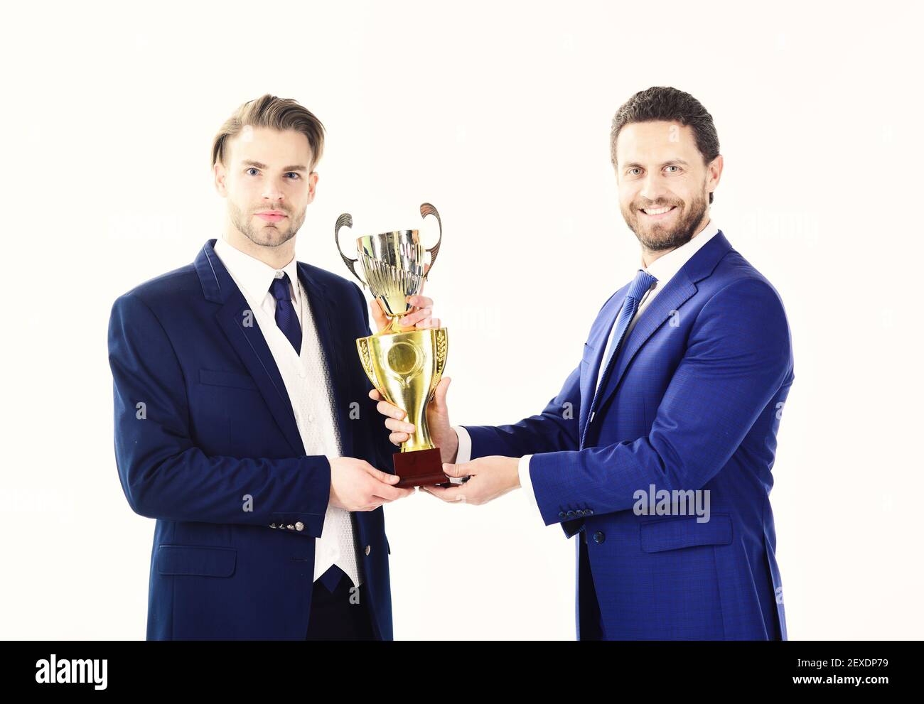 Business victory, support, partership concept. Businessman with ...