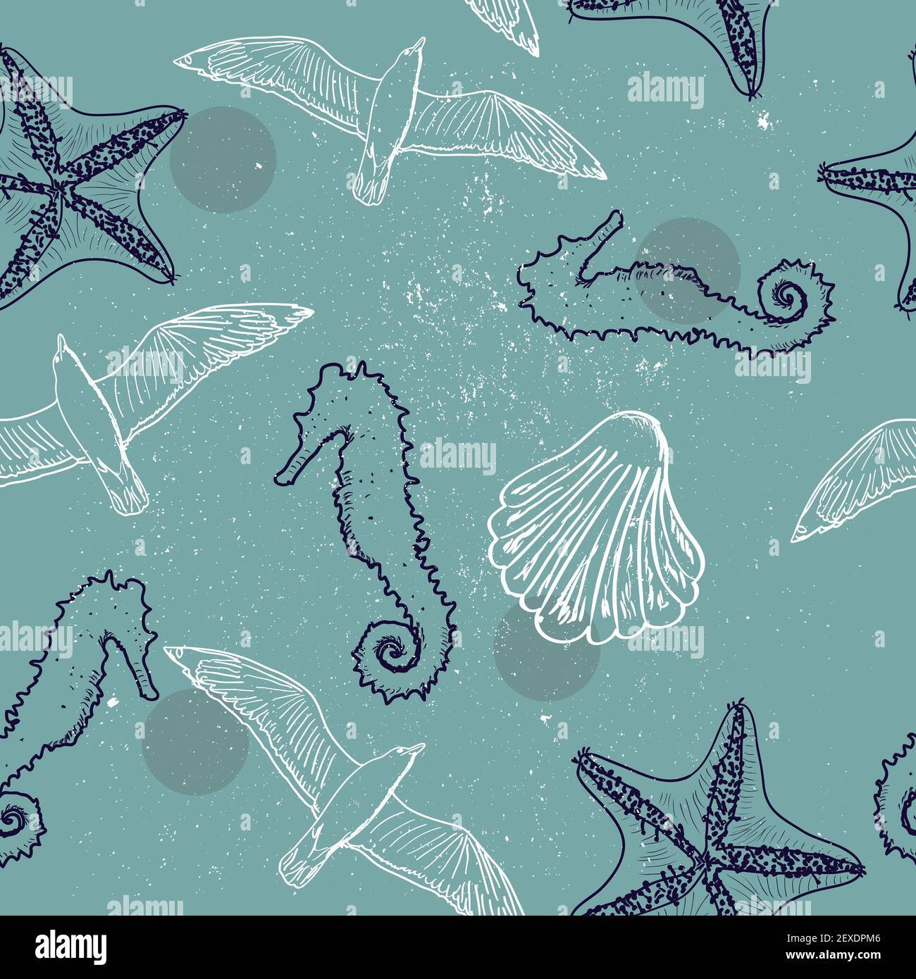 Marine seamless pattern Stock Photo - Alamy