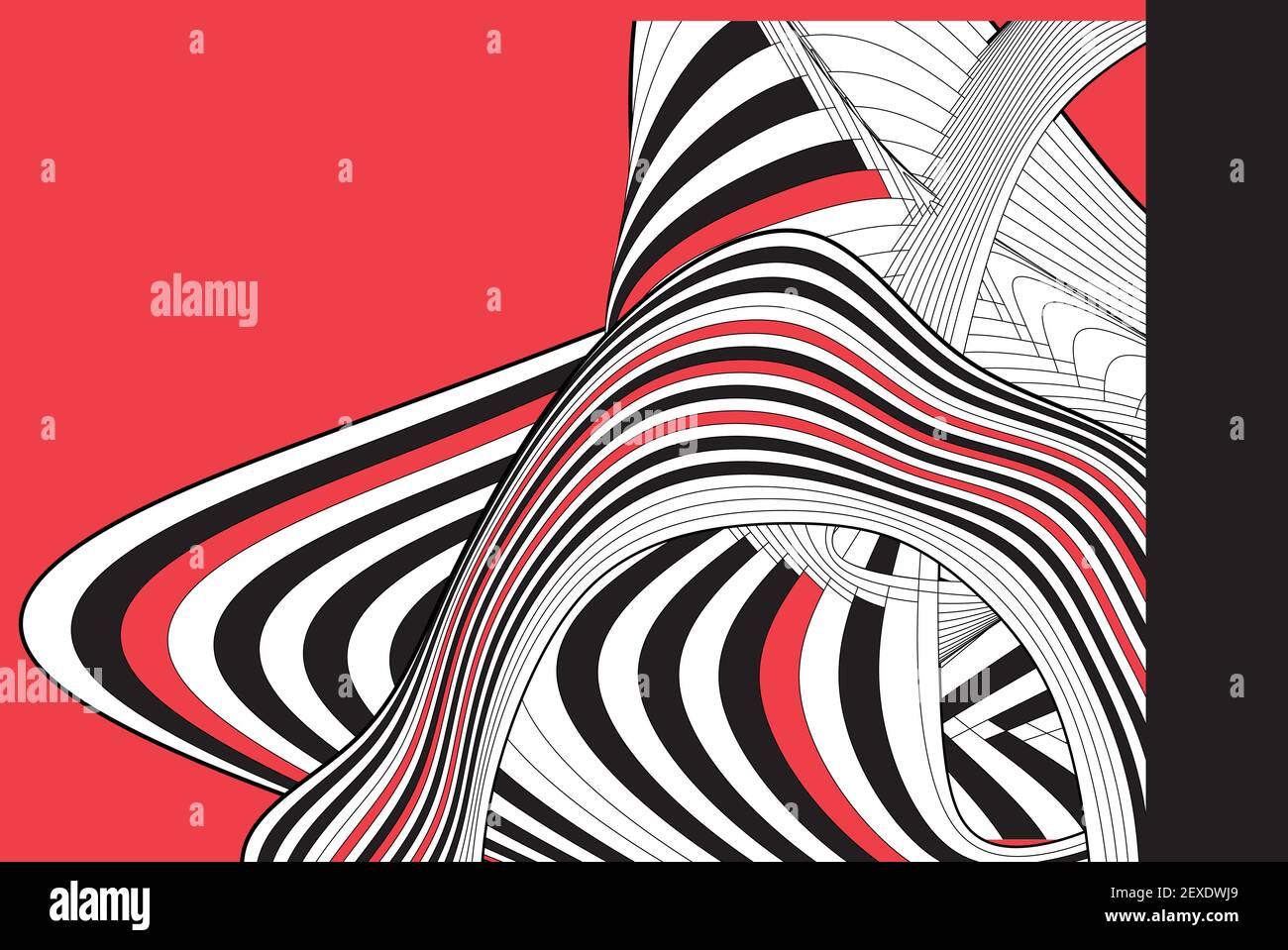 Abstract linear vector background with waves and stripes on dark ...