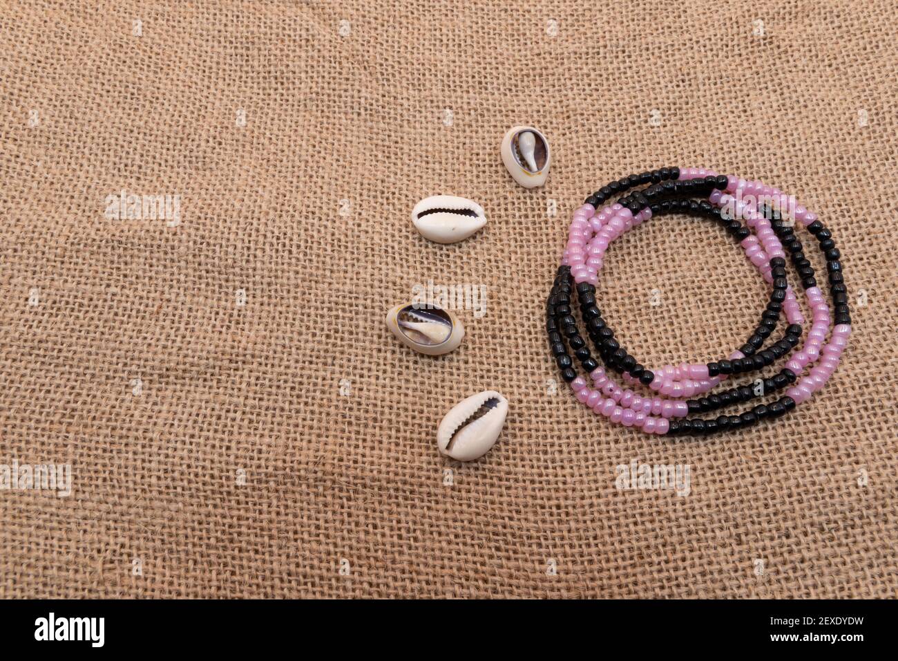 Representative photograph of the orisha necklace Nana Buruku and snails ...