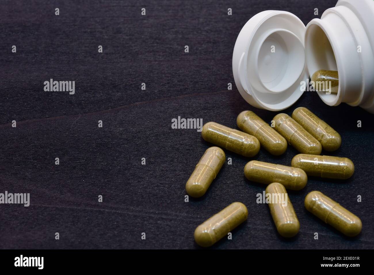 Original photography image of health drugs on dark background Stock ...