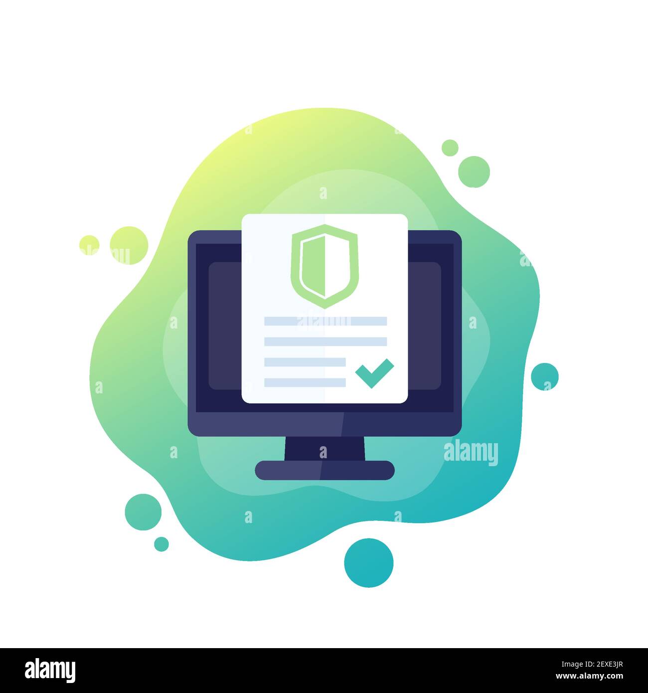 insurance policy, contract on screen icon, vector Stock Vector Image ...