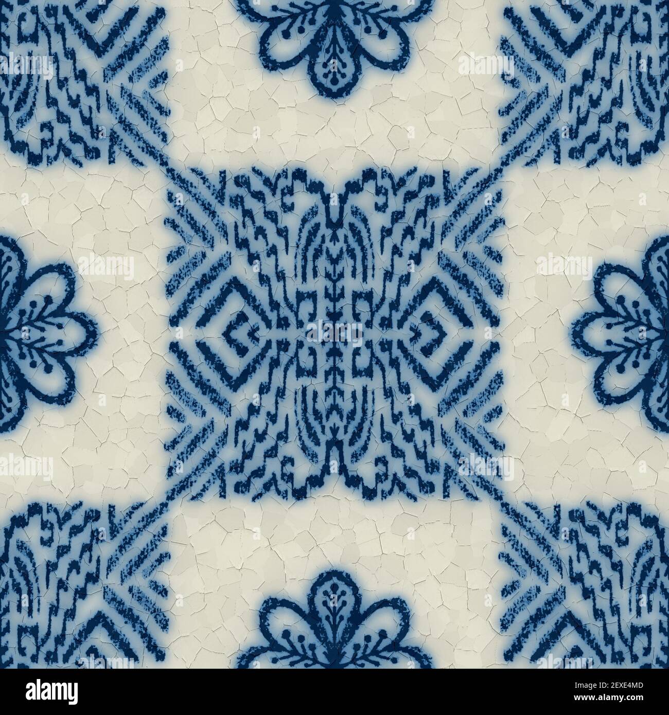 Seamless cracked blue and white ceramic design Stock Photo - Alamy