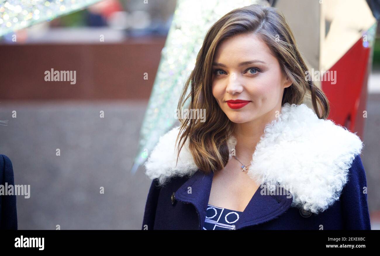 Miranda Kerr attends the raising of the Swarovski Star to the top of ...