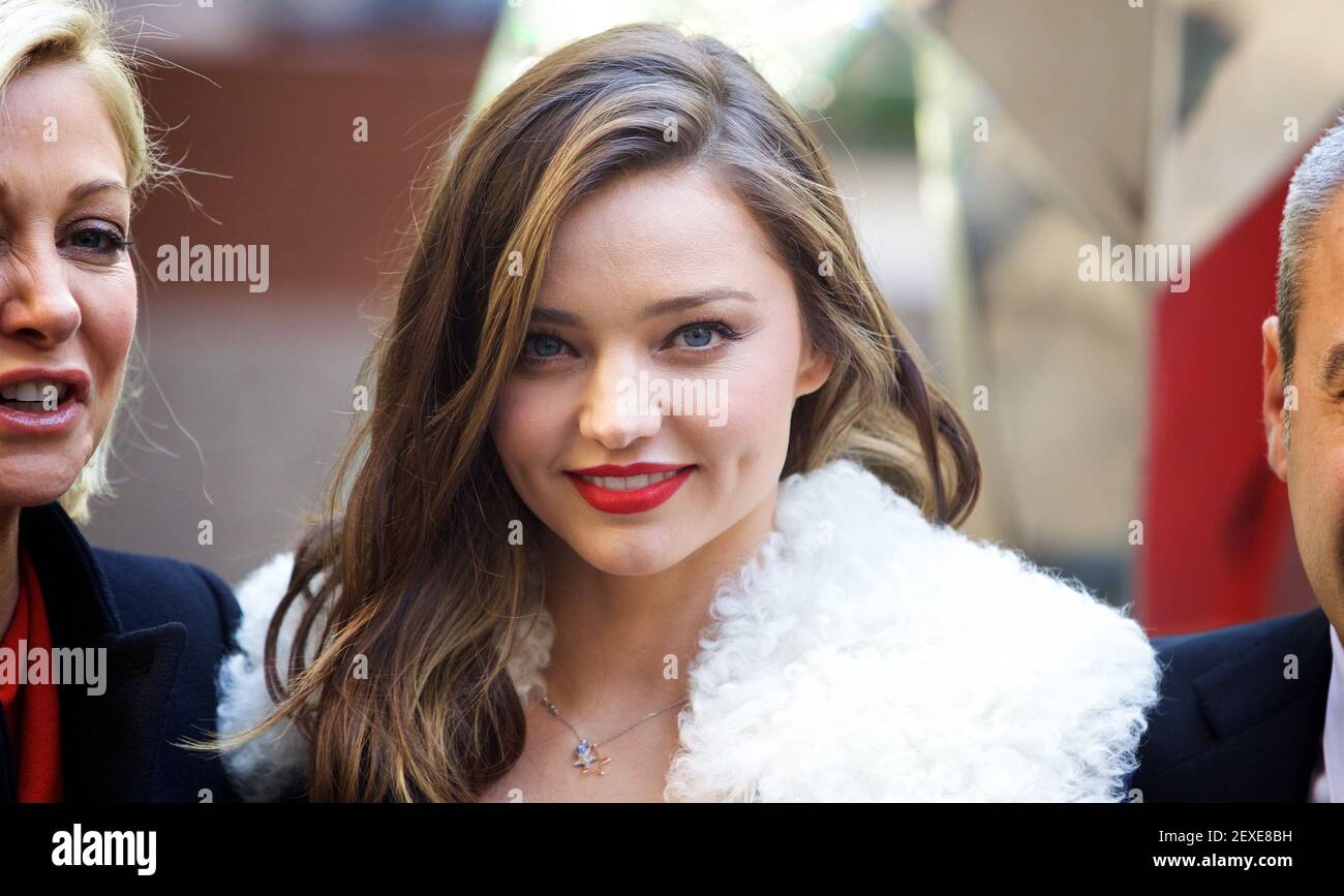 Miranda Kerr attends the raising of the Swarovski Star to the top of ...