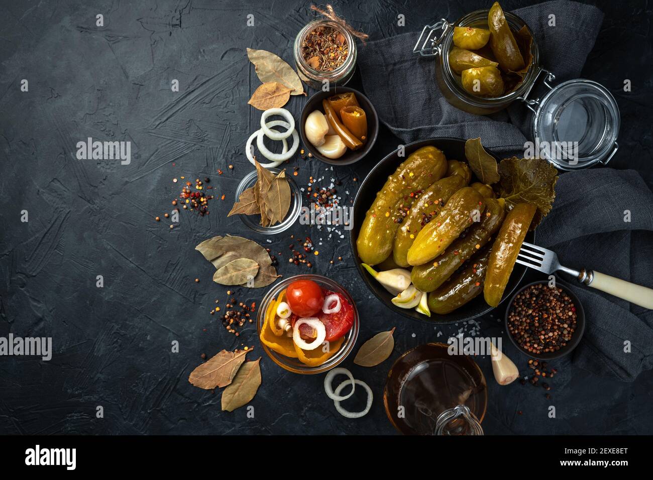 Delicious, crunchy pickled cucumbers. Homemade pickles. Culinary ...