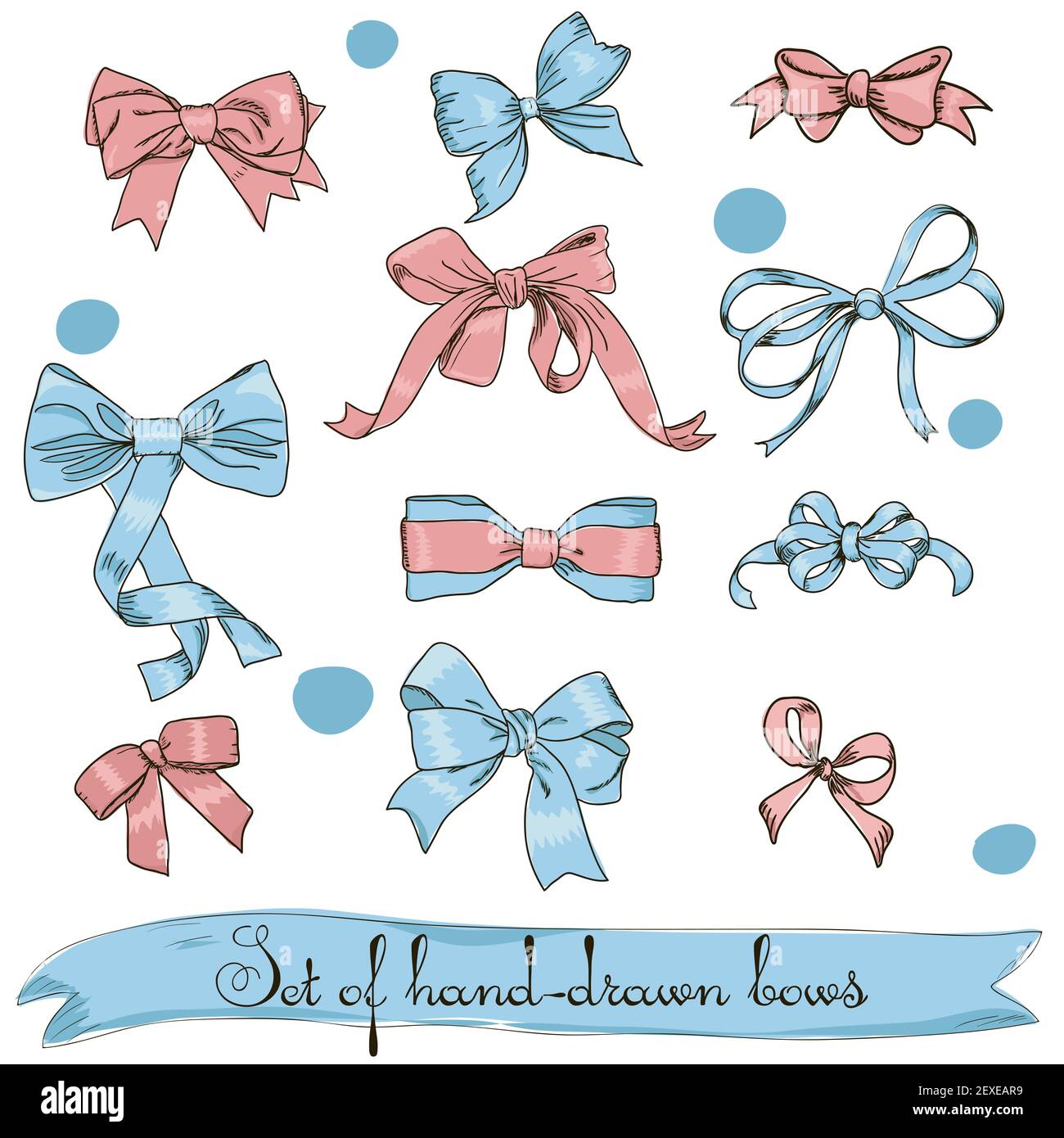 Set of vintage pink and blue bows Stock Photo - Alamy