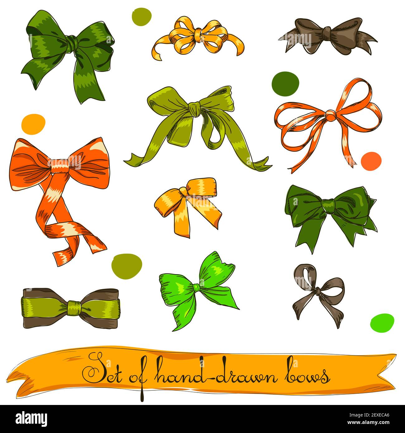 Collection set orange drawing Cut Out Stock Images & Pictures - Alamy