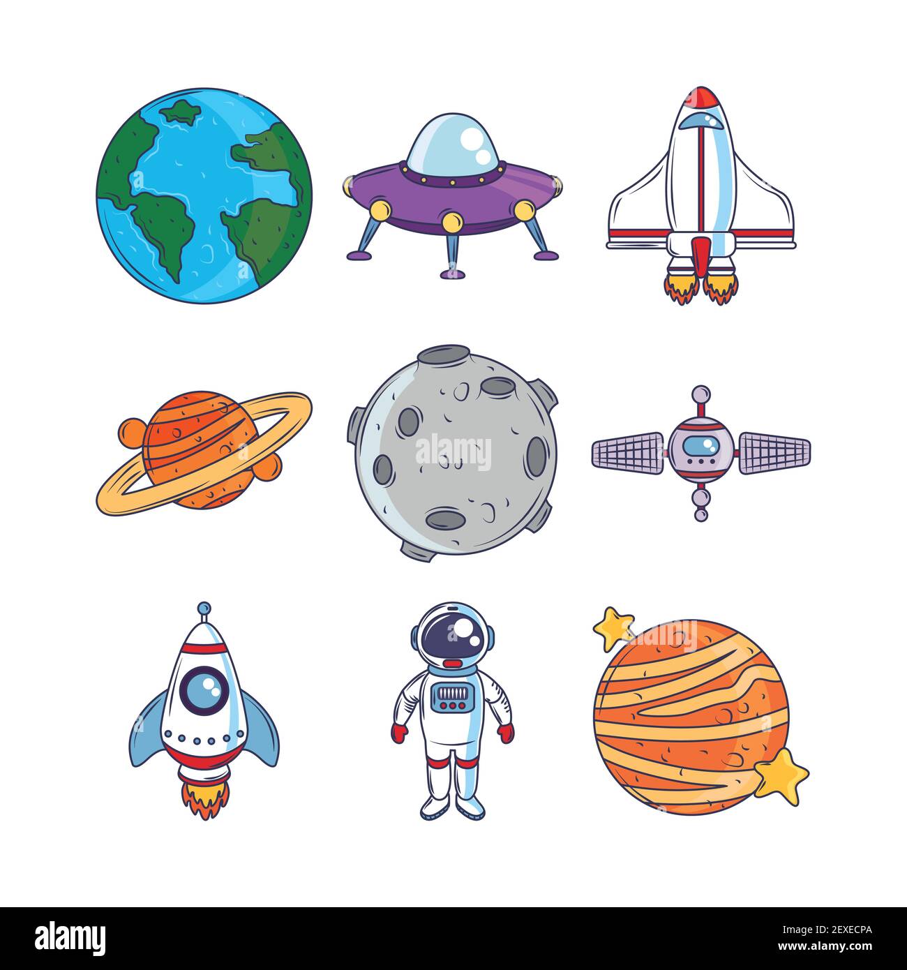 space galaxy cosmos cartoon icons Stock Vector Image & Art - Alamy