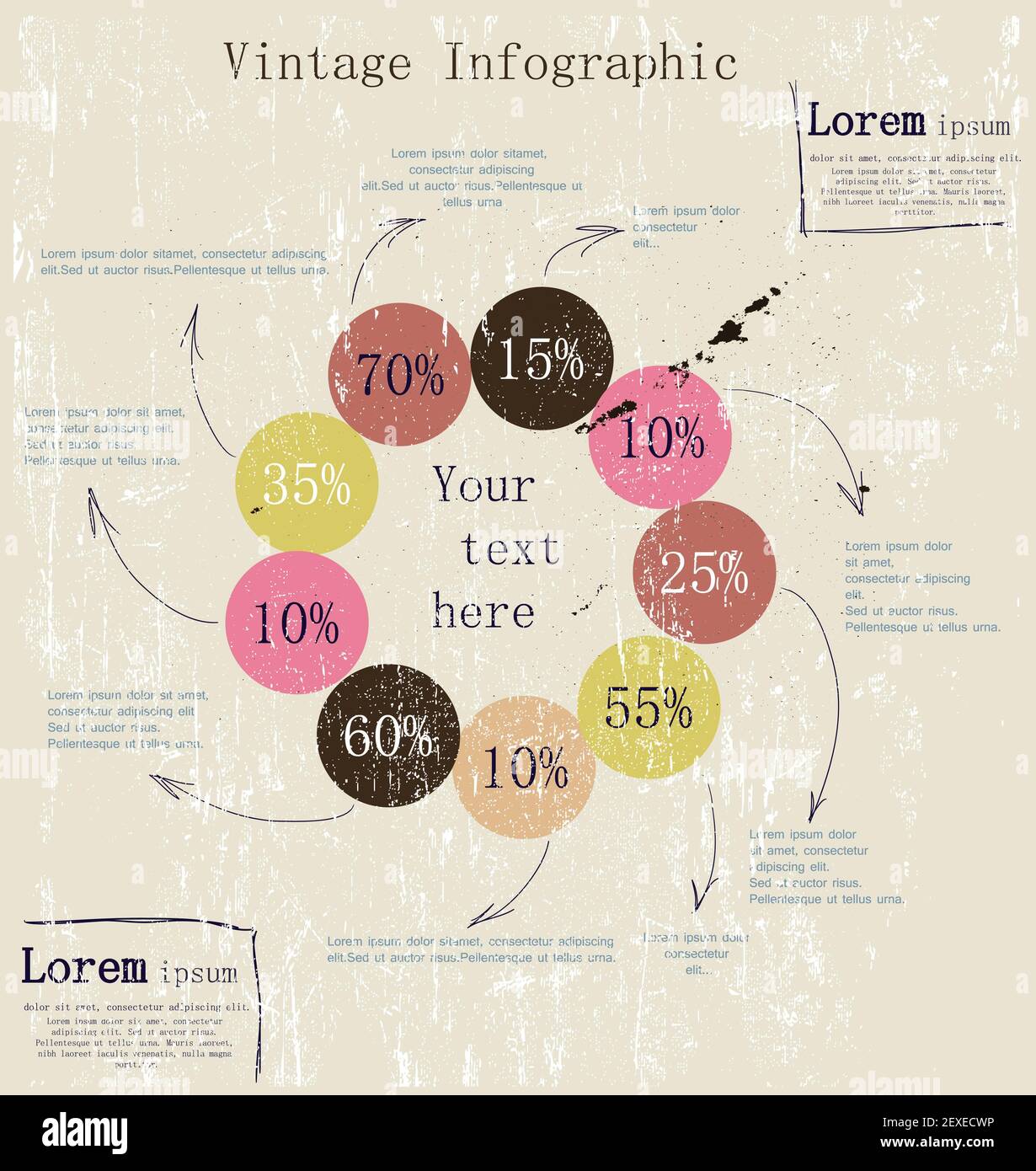 Retro infographic with ink arrows Stock Photo - Alamy