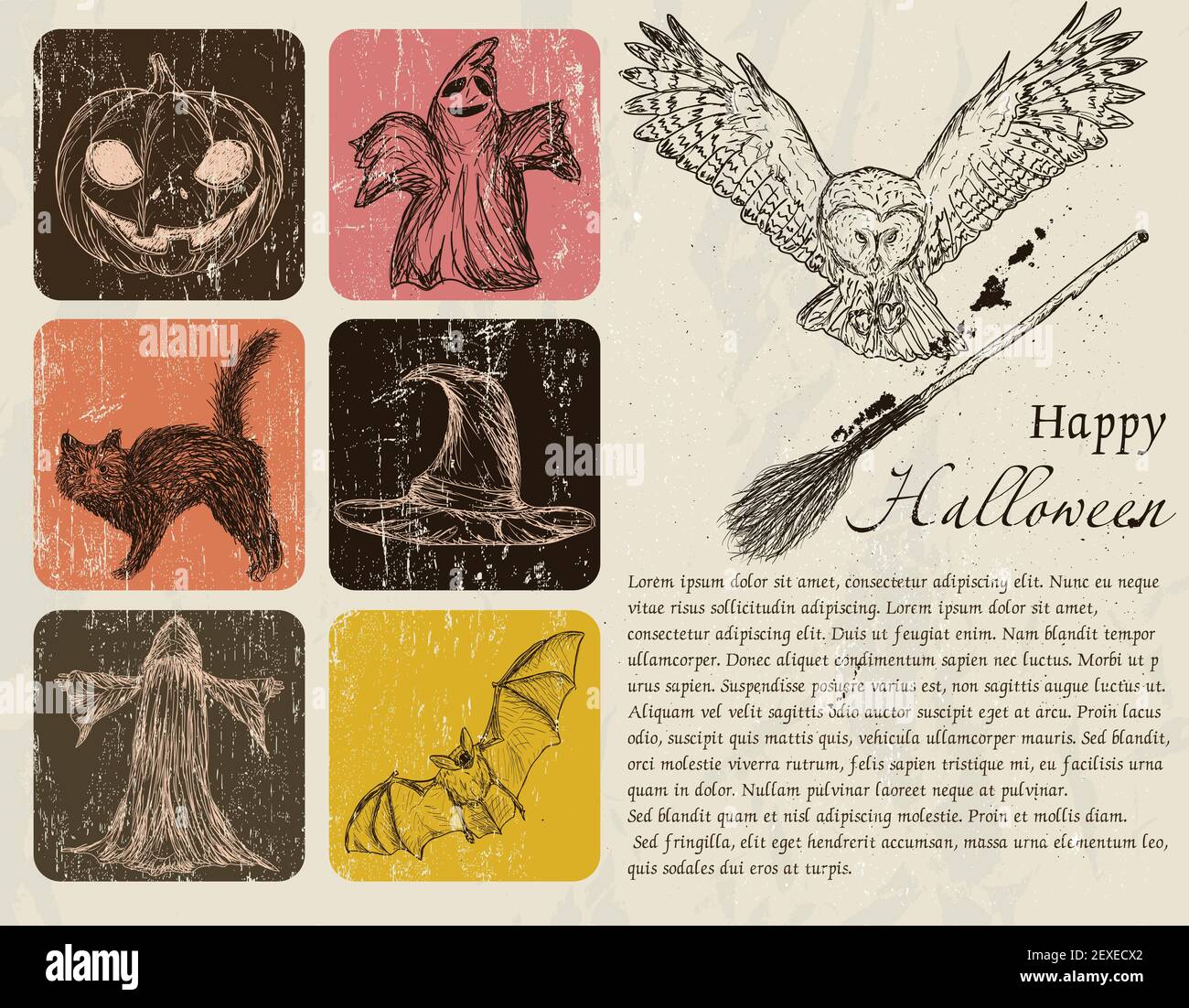 Vintage Halloween poster Stock Photo - Alamy