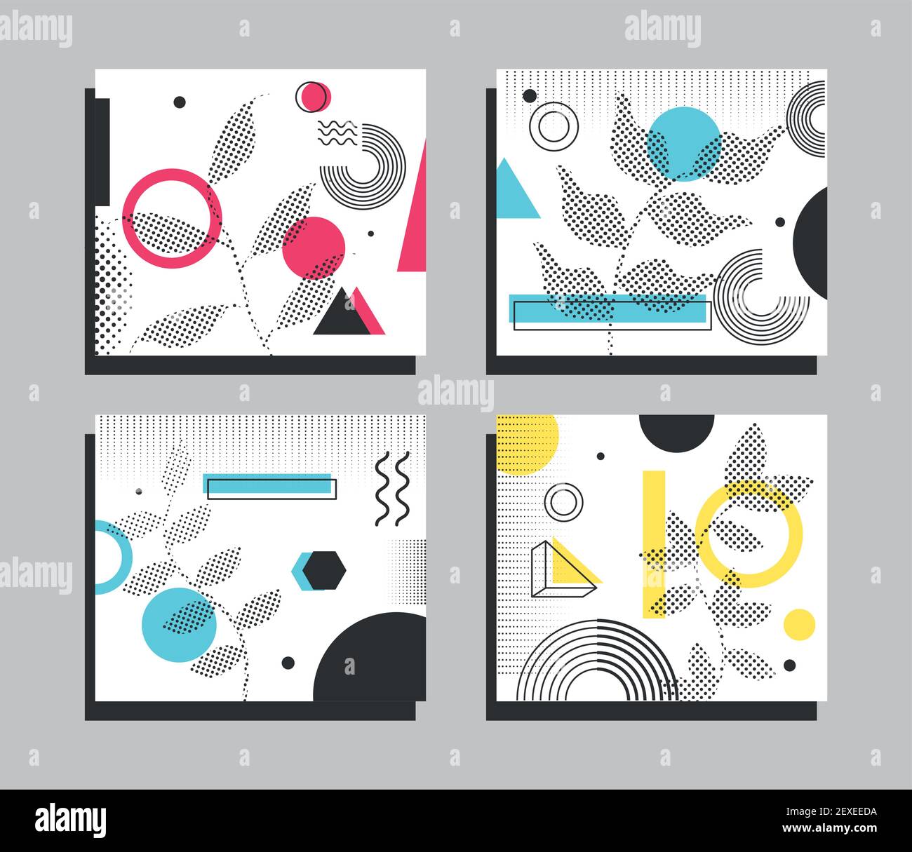 memphis geometric leaves shapes juxtaposed Stock Vector Image & Art - Alamy