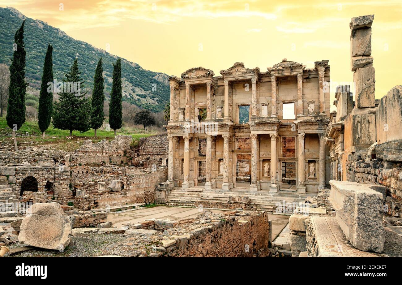 Famous facade celsus library hi-res stock photography and images - Alamy