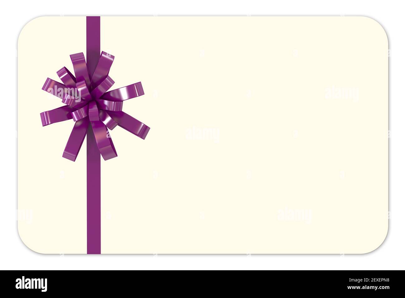 Gift Card with Purple Ribbon Stock Photo - Alamy