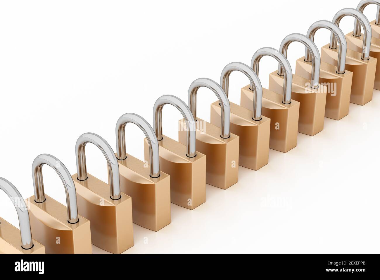 Padlocks in line Stock Photo - Alamy
