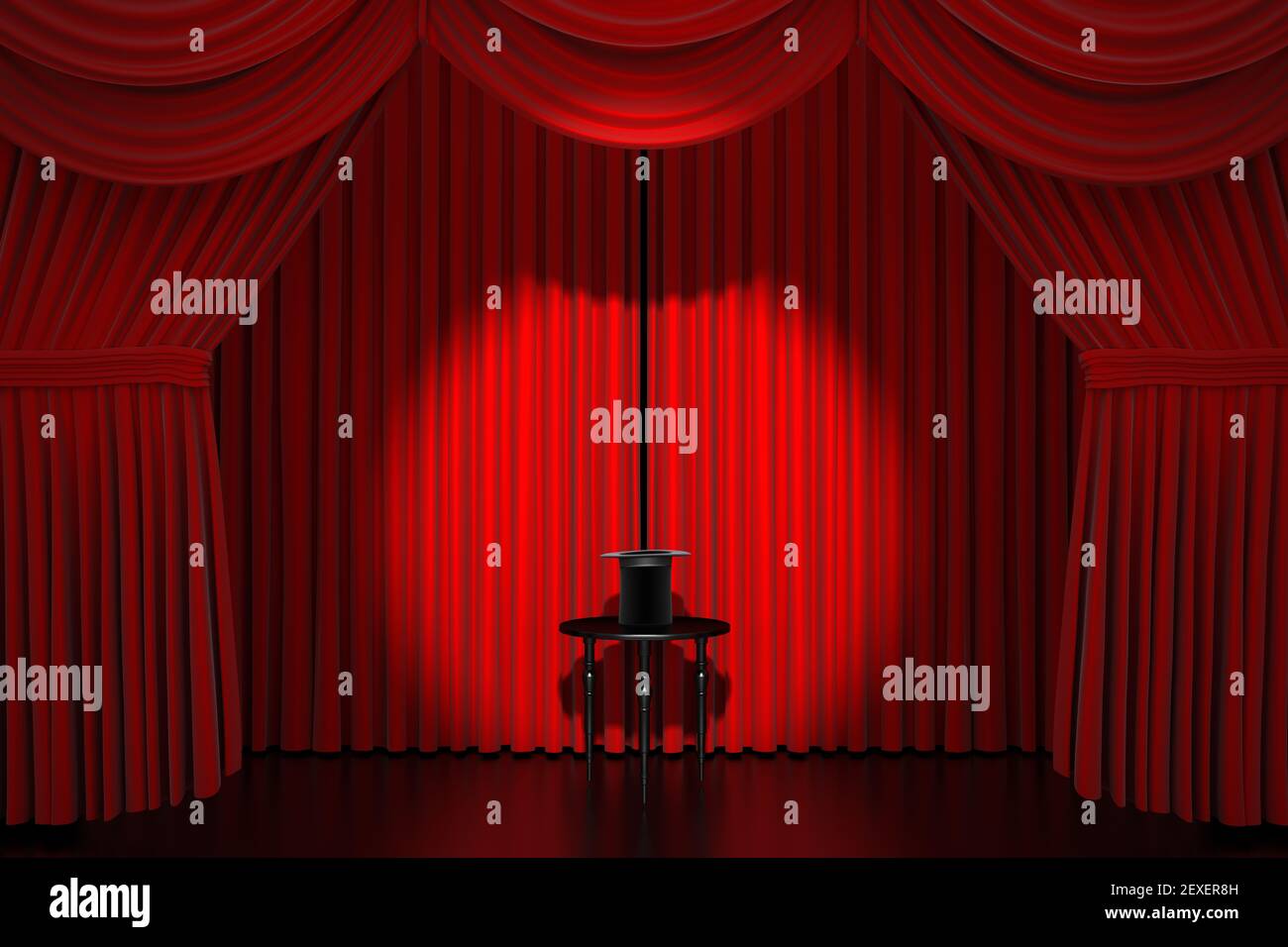 Stage curtain with hat Stock Photo - Alamy