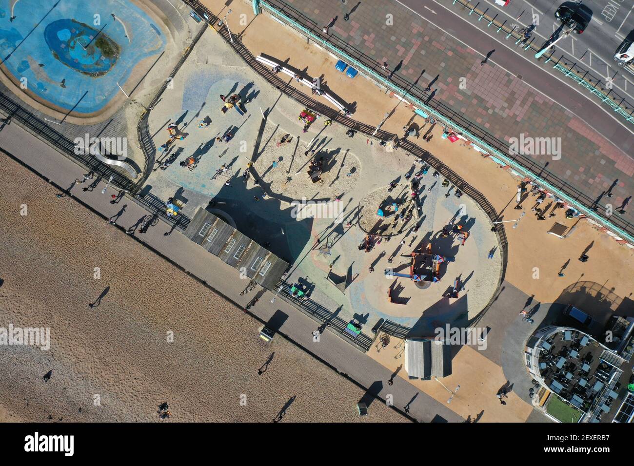 Aerial views of the city of Brighton and Hove in East Sussex (UK Stock ...