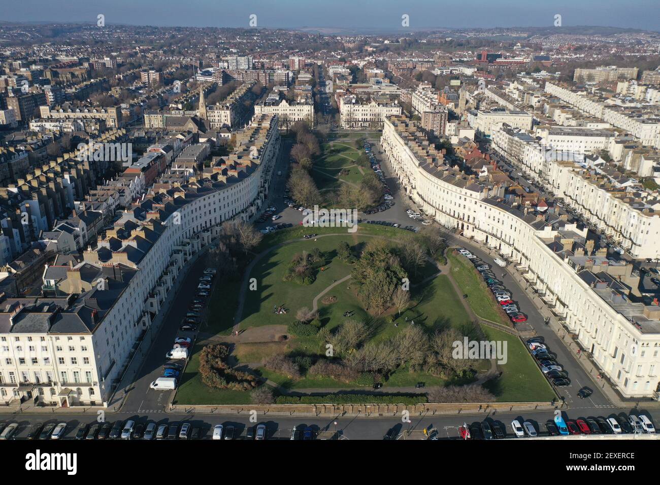 Aerial views of the city of Brighton and Hove in East Sussex (UK Stock ...