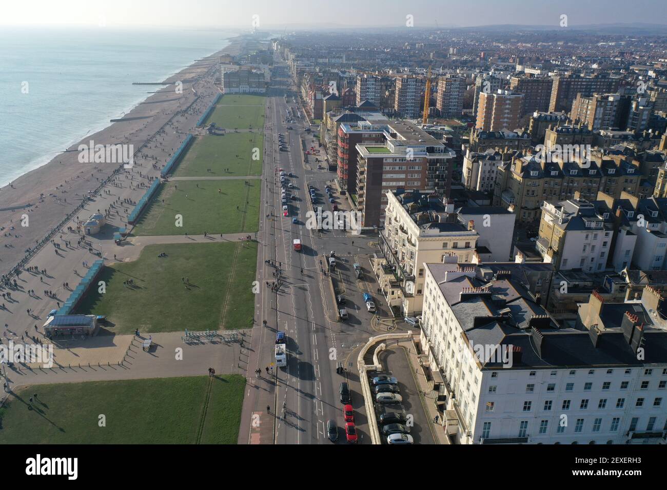 Aerial views of the city of Brighton and Hove in East Sussex (UK Stock ...