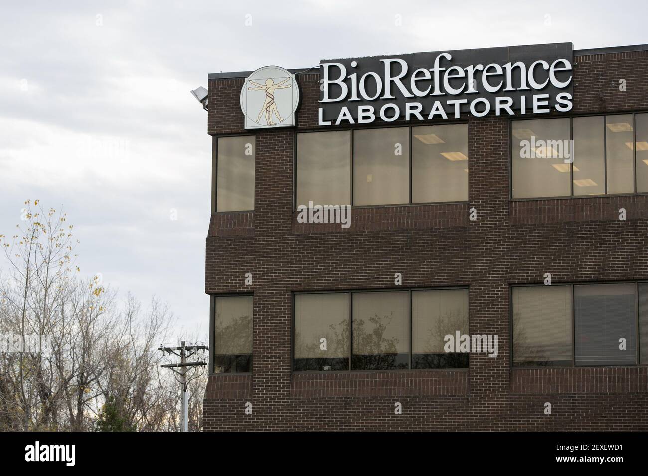 A logo sign outside of a facility occupied by BioReference Laboratories ...