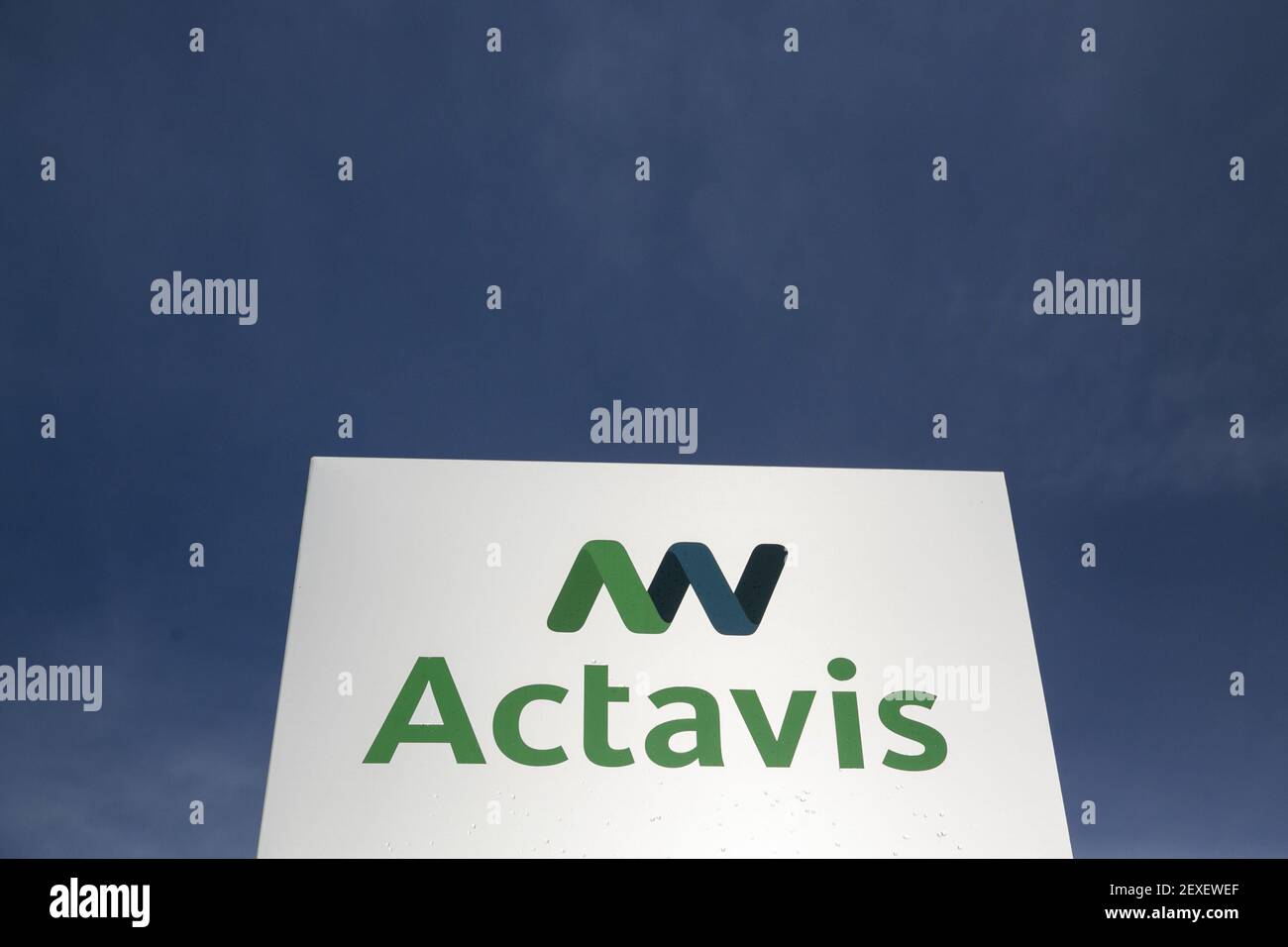 A logo sign outside of a facility occupied by Actavis in Dover, New Jersey on November 22, 2015 ...