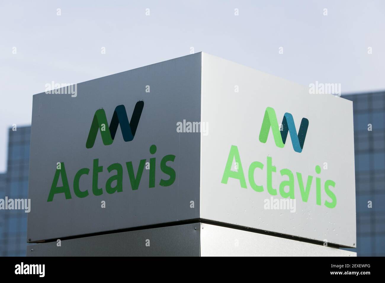 A logo sign outside of a facility occupied by Actavis in Dover, New Jersey on November 22, 2015 ...