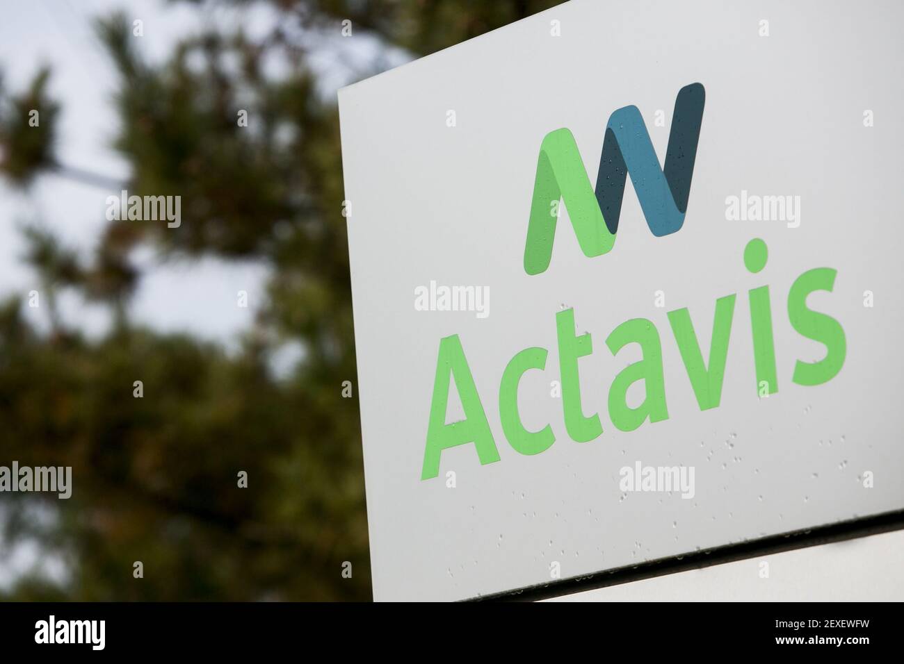 A logo sign outside of a facility occupied by Actavis in Dover, New Jersey on November 22, 2015 ...