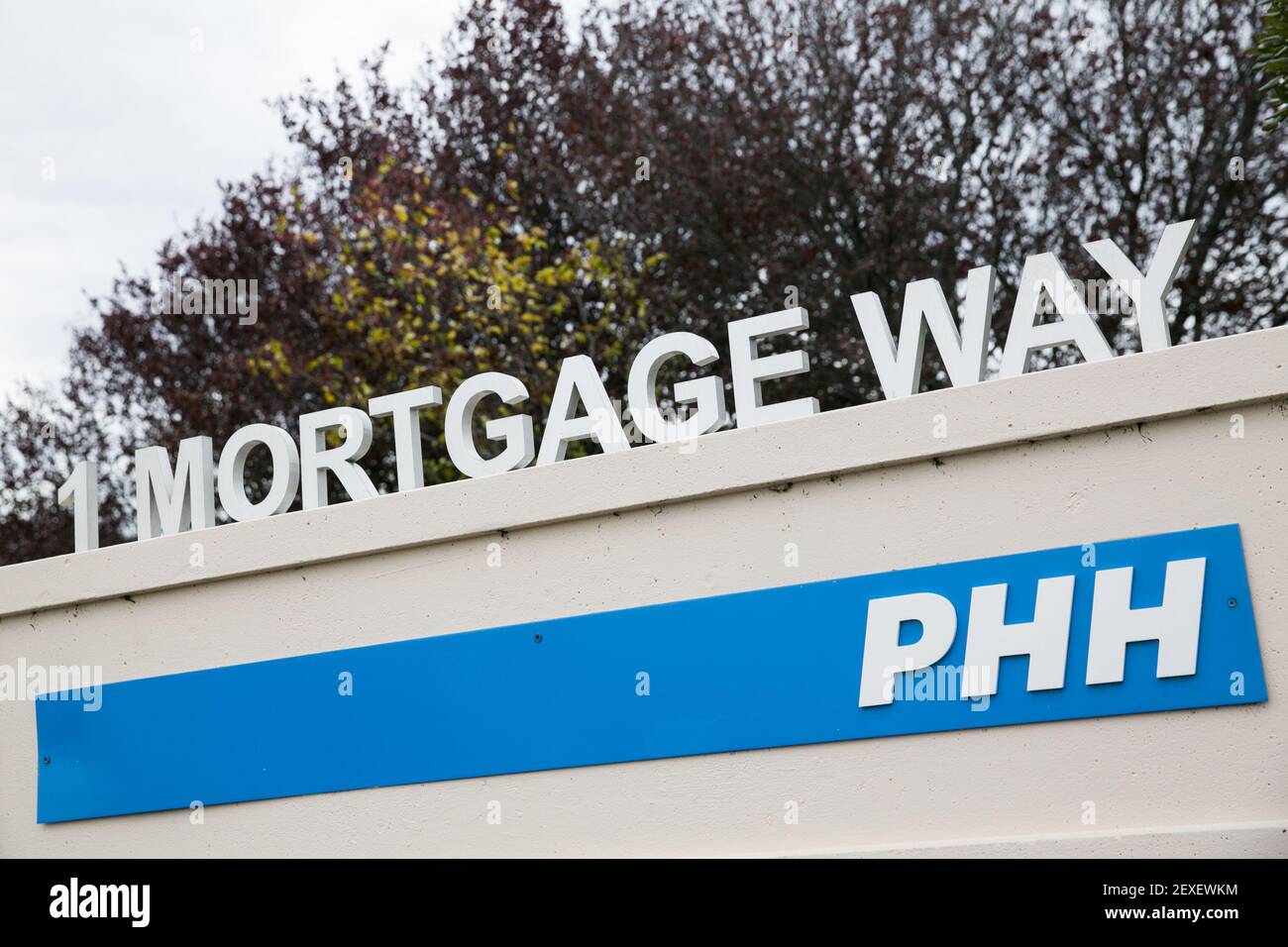 A logo sign outside of the headquarters of PHH Corporation in Mount ...