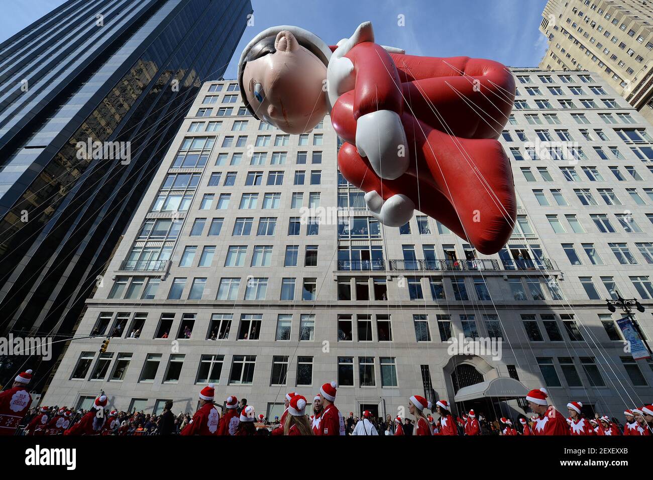 The "Elf on a Shelf" balloon makes its way down Central Park West ...