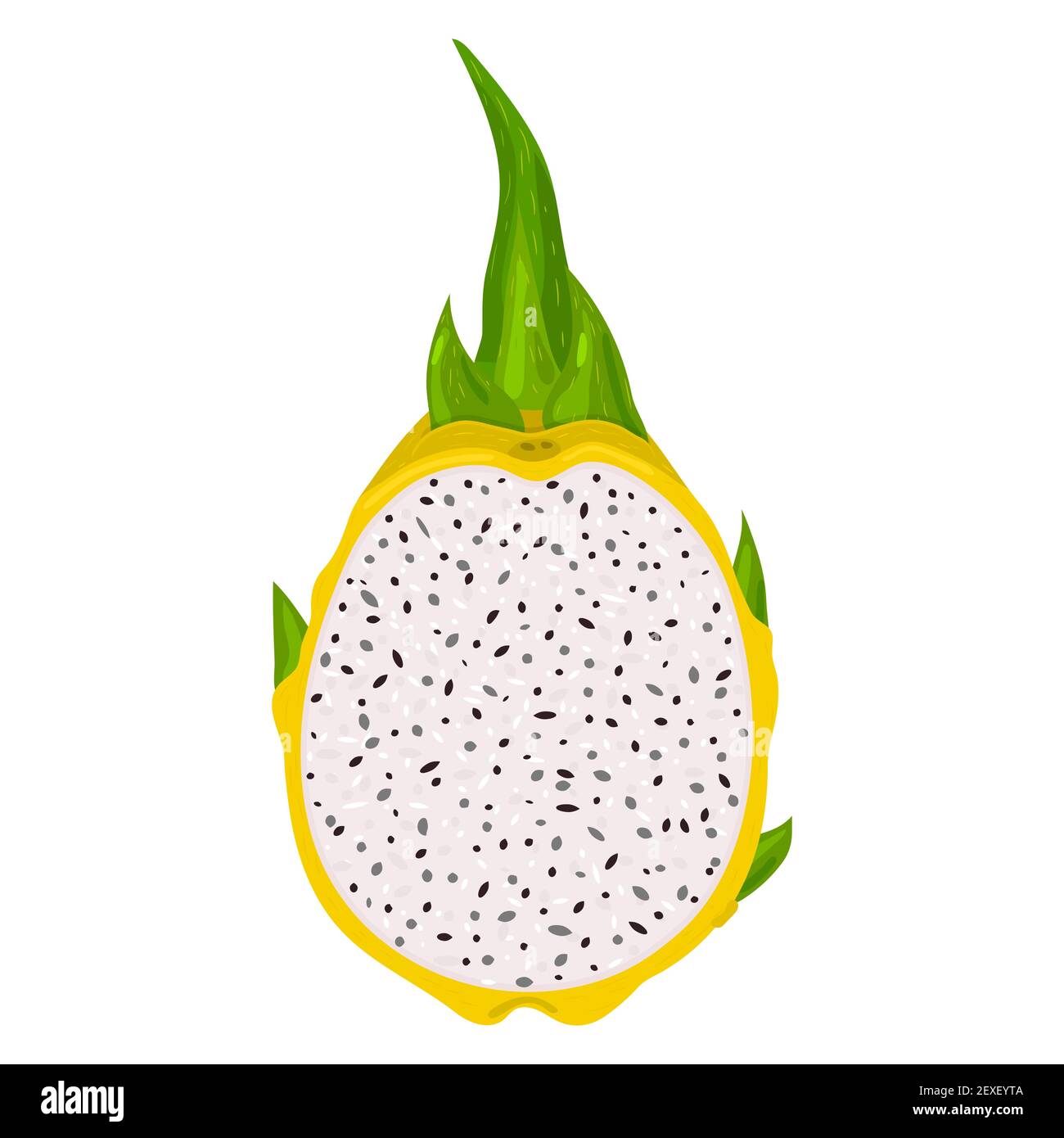 Fresh half cut yellow pitaya fruits isolated on white background ...