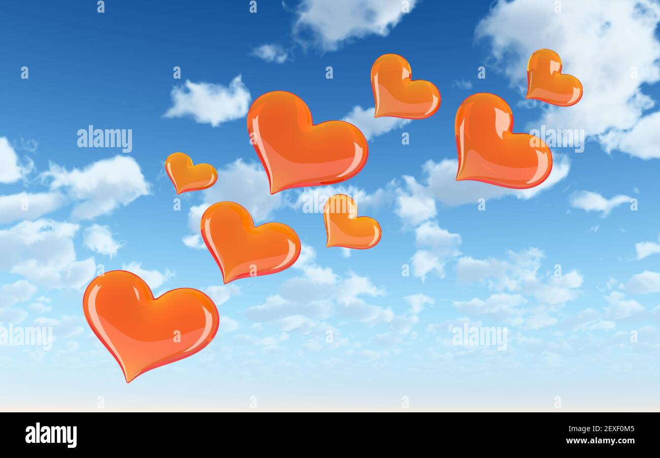 Fly hearts with sky Stock Photo - Alamy