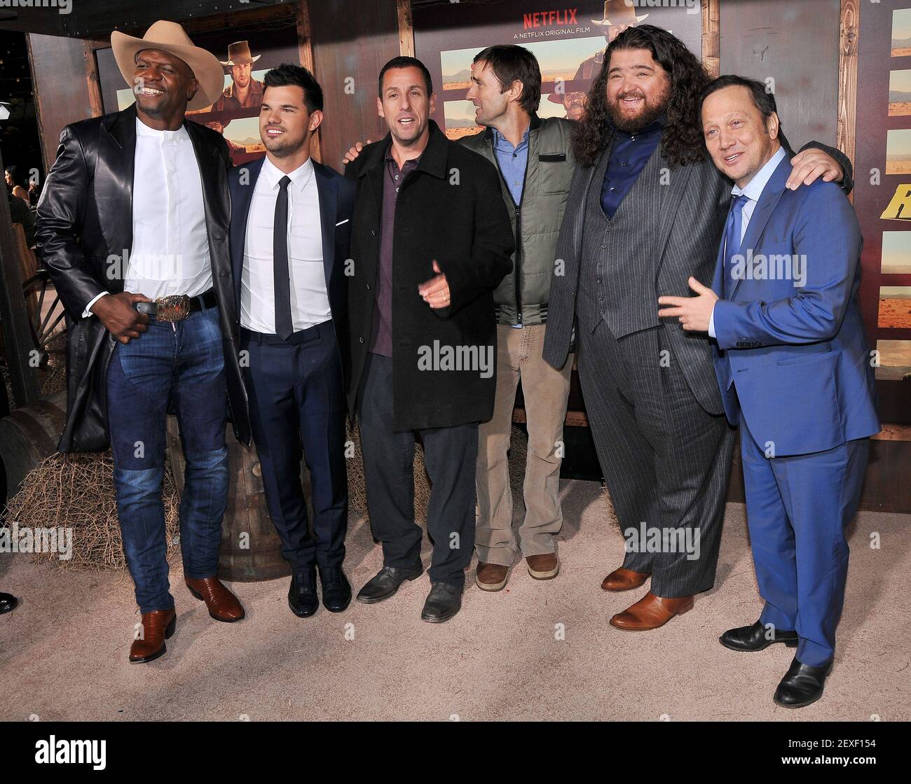 (L-R) "The Ridiculous 6" Cast - Terry Crews, Taylor Lautner, Adam ...