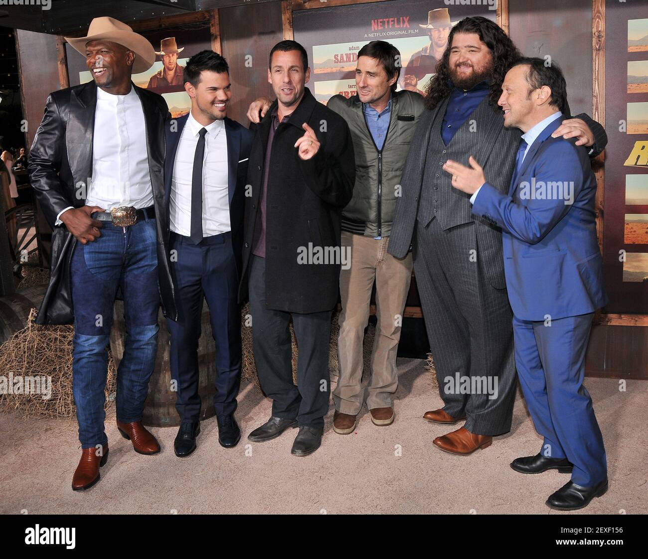 (L-R) "The Ridiculous 6" Cast - Terry Crews, Taylor Lautner, Adam ...