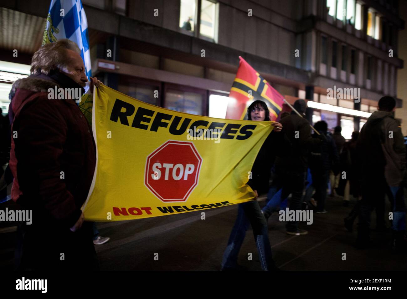 Supporters of the right-wing PEGIDA movement gather in Munich, Germany ...