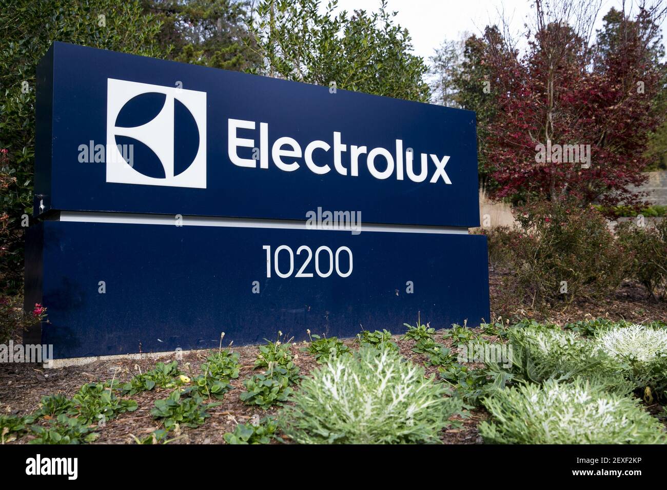 A logo sign outside of a facility occupied by Electrolux in Charlotte ...