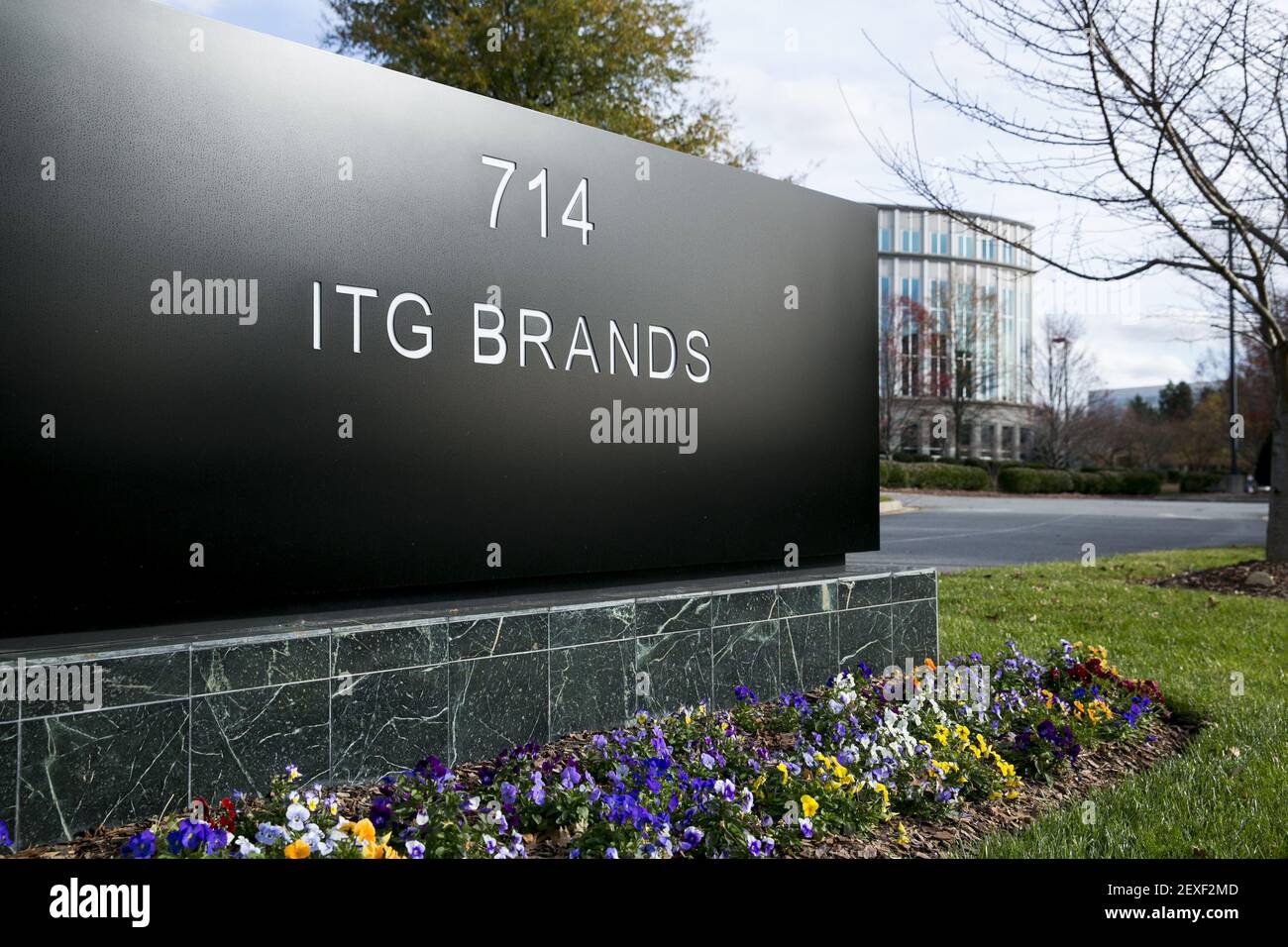 A logo sign outside of the headquarters of the ITG Brands in Greensboro ...