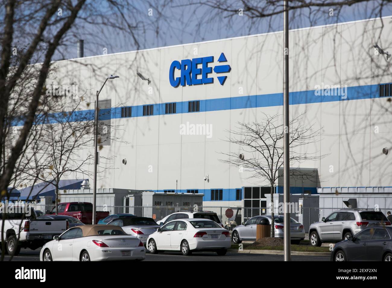 A logo sign outside of the headquarters of Cree, Inc., in Durham, North ...