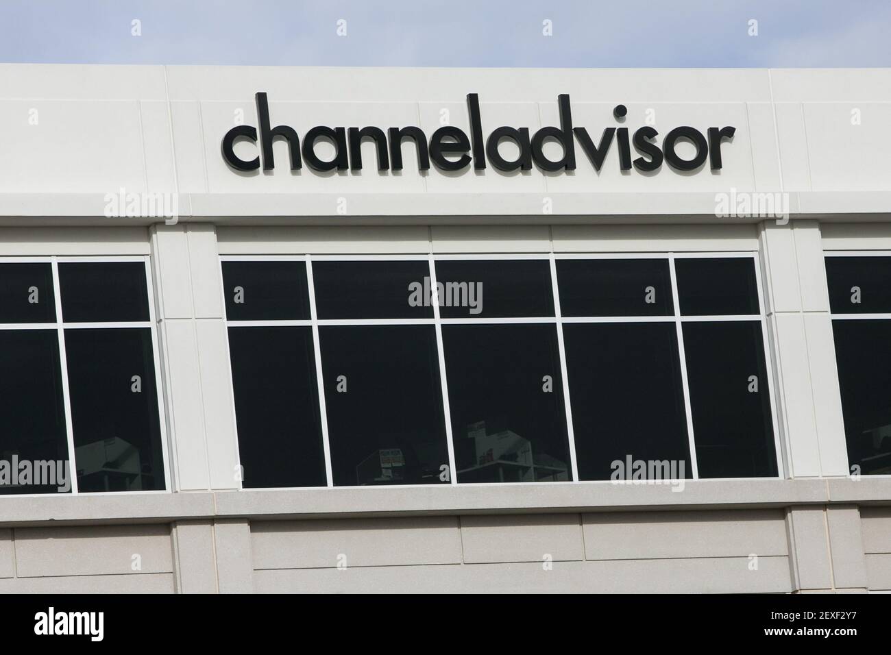 A logo sign outside of the headquarters of ChannelAdvisor in ...